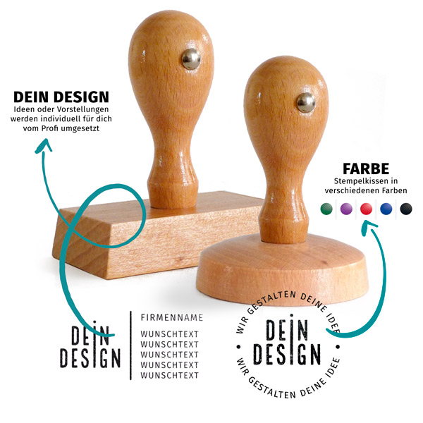 Kartenheldin - Firmenstempel mit Logo und Wunschtext mit farbigem ...